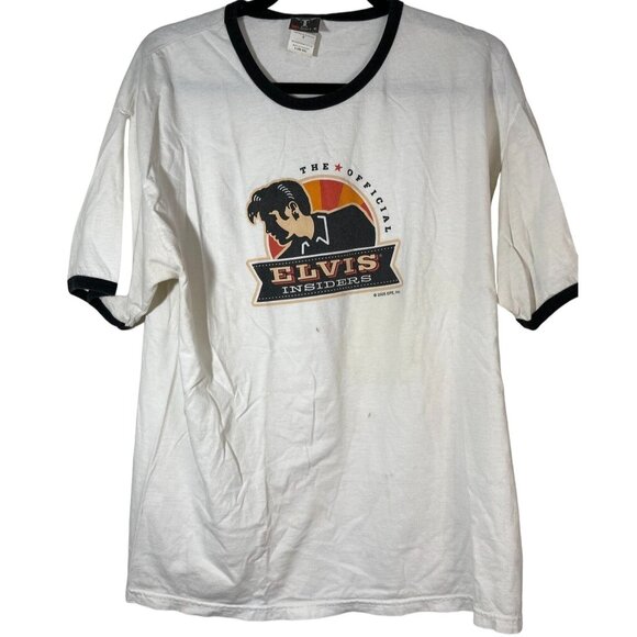 Hanes | Shirts | Hanes Beefy Short Sleeve Shirt Elvis Insiders 205 The Official White L Read ...